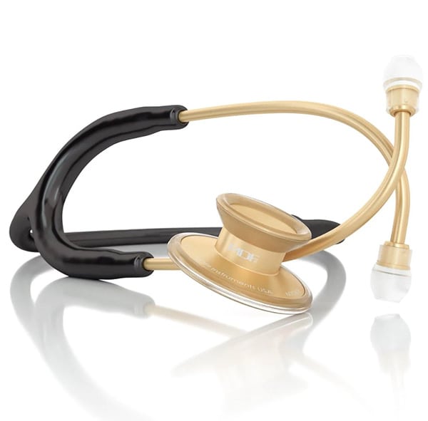 MDF Acoustica® Stethoscope - Black / Gold - Stethoscope Littmann
